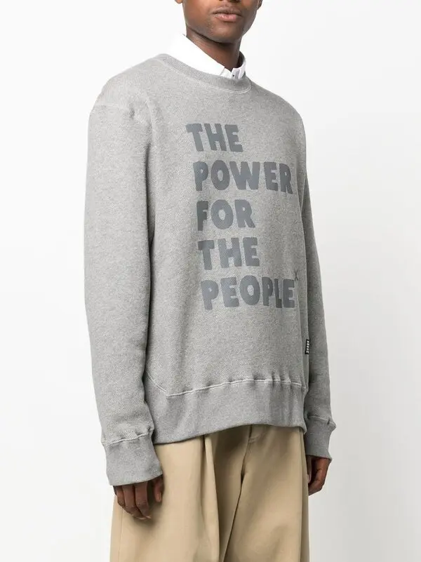 THE POWER FOR THE PEOPLE Logo Print Organic Cotton Crewneck Sweatshirt