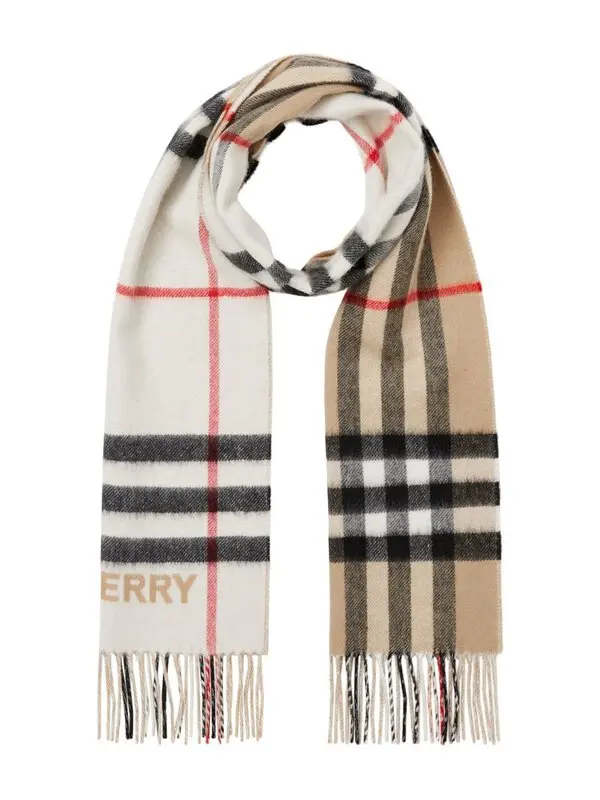 Burberry Contrast-check Cashmere Scarf - Neutrals