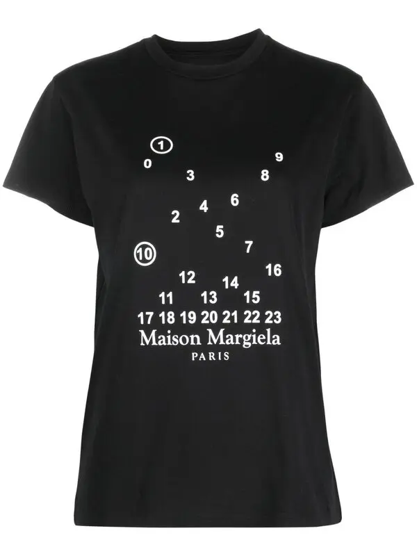 MAISON MARGIELA Numbers-motif Cotton T-shirt - Black