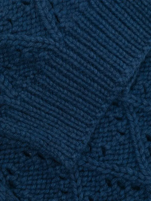 Pringle Of Scotland Diamond Eyelet-stitch Wool Scarf - Blue