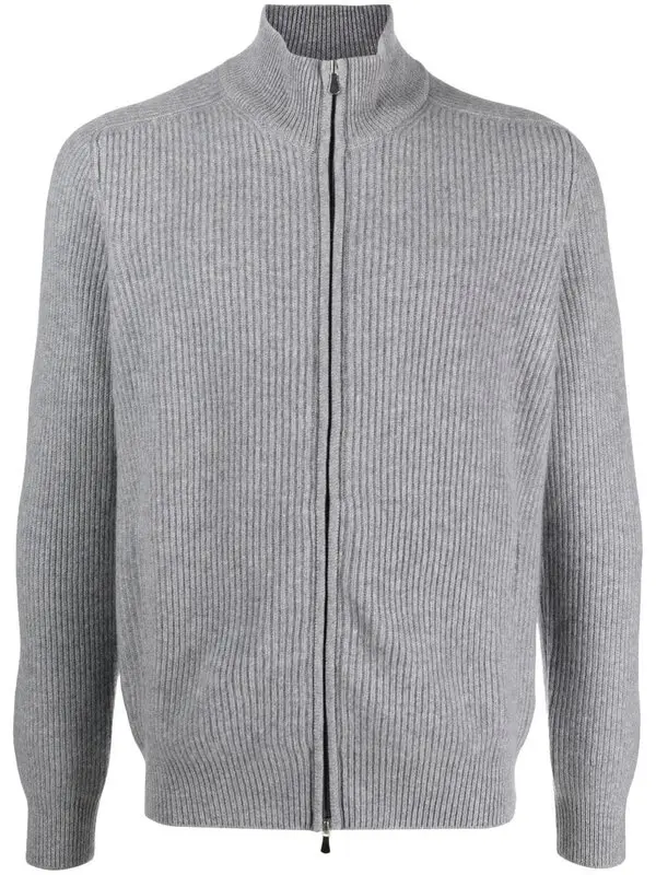 BARBA NAPOLI Zipped Cashmere Jumper - Grey
