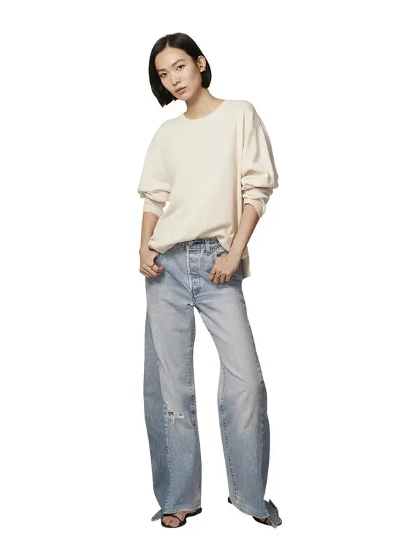 Another Tomorrow Relaxed Cashmere Crewneck Sweater