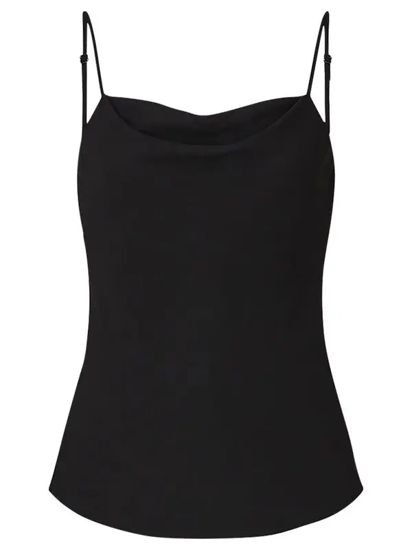 KRISA Black Cowl Neck Tank
