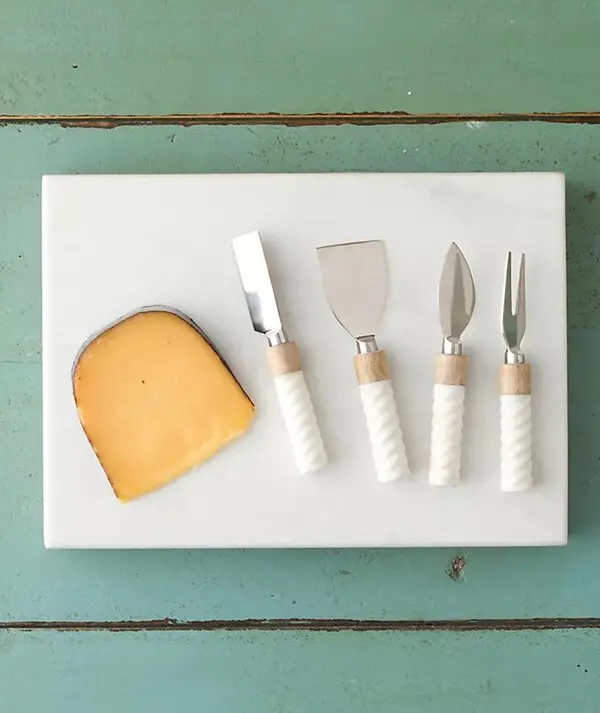 Anthropologie Marble + Wood Cheese Serving Set