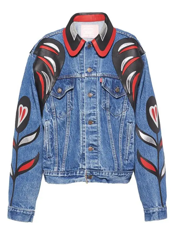 MIU MIU X LEVI Denim And Nappa Leather Trucker Jacket