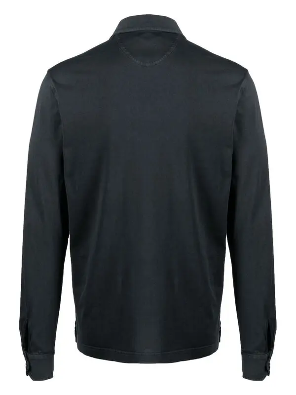 Fedeli Long-sleeve Polo Shirt - Blue