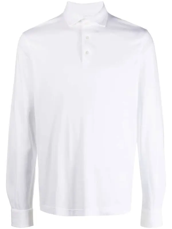 Fedeli Long-sleeve Polo Shirt - White