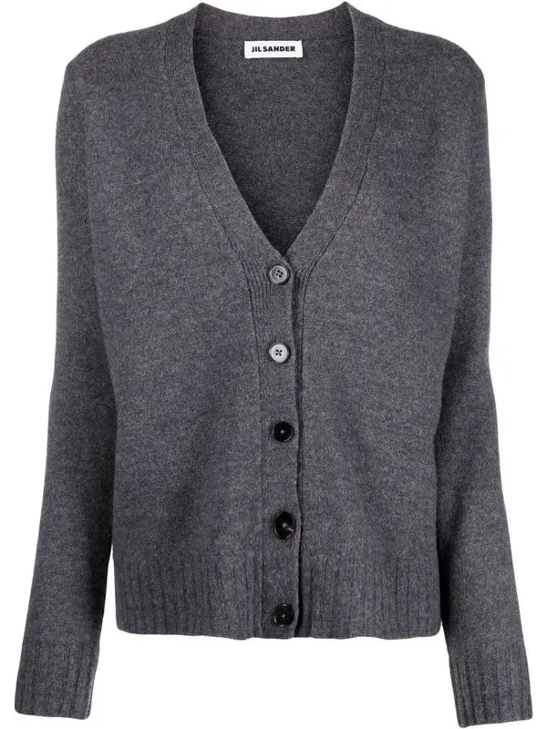 JIL SANDER V-neck Wool Cardigan - Grey