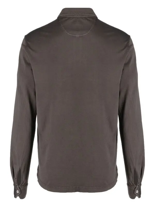 Fedeli Long-sleeve Polo Shirt - Brown