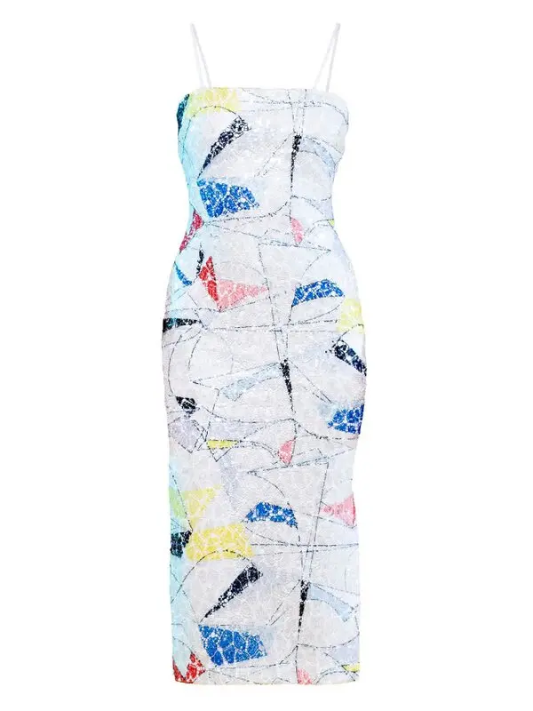 L'MOMO Abstract Sequin Dress With Shoulder Straps