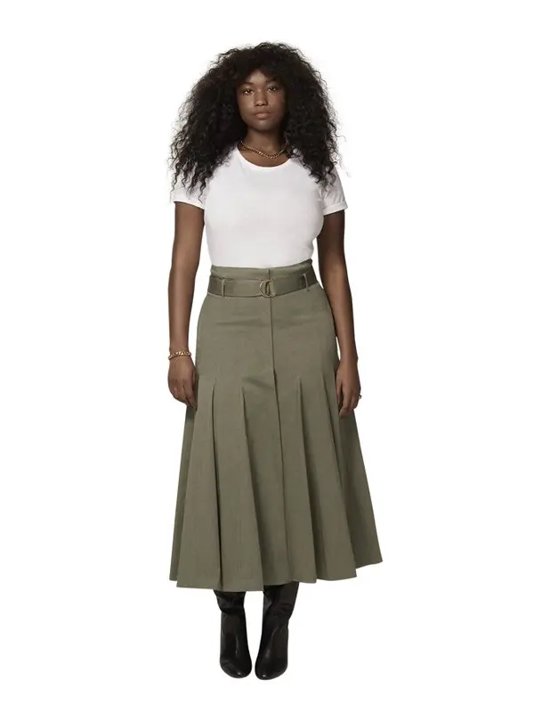 Another Tomorrow Seamed Flare Skirt