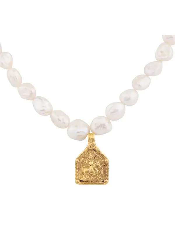 CAROUSEL JEWELS Antique Brahmic Cavalry & Baroque Pearl Necklace