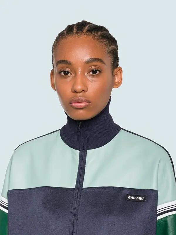 Miu Miu Lux Jersey Intarsia Blouson Jacket