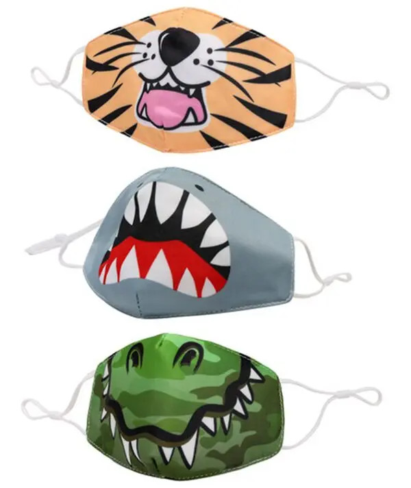 OMG ACCESSORIES Blue Shark Attack, Scary, Tiger Face Mask Bundle Set