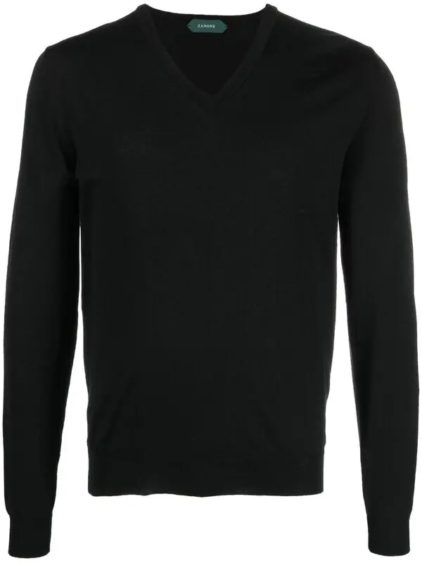 ZANONE V-neck Knit Jumper - Black