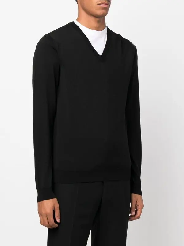 ZANONE V-neck Knit Jumper - Black