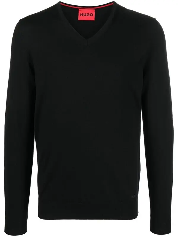 BOSS V-neck Wool Jumper - Black
