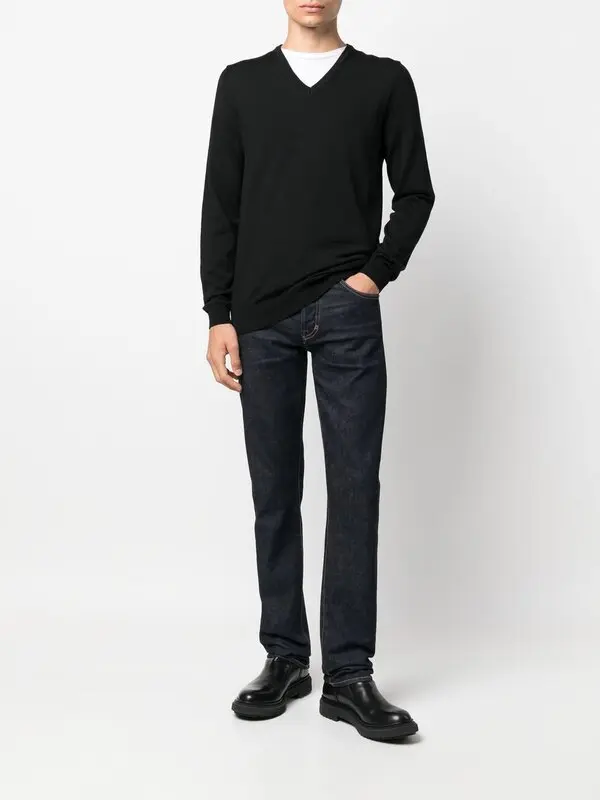 BOSS V-neck Wool Jumper - Black