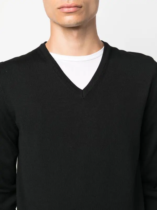 BOSS V-neck Wool Jumper - Black