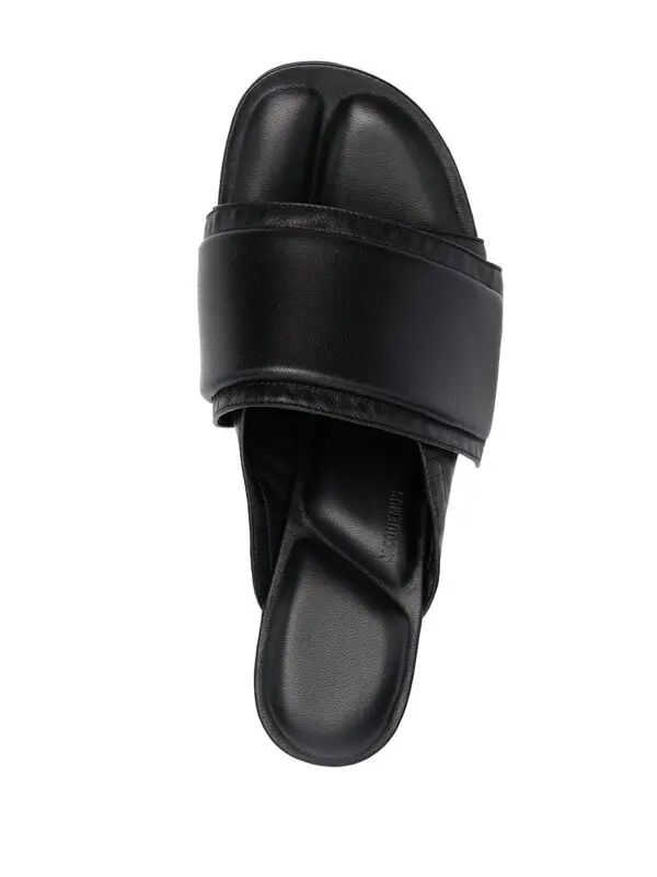 Jacquemus Les Mules Aqua Leather Sandals - Black