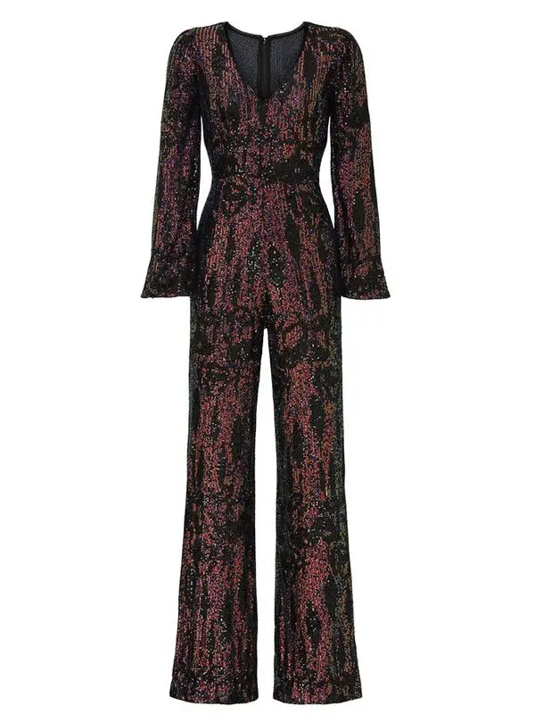 Monique Lhuillier Sequin Wide Leg Jumpsuit