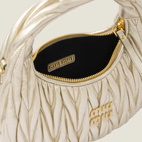 Miu Miu Miu Wander Matelassé Nappa Leather Mini Hobo Bag