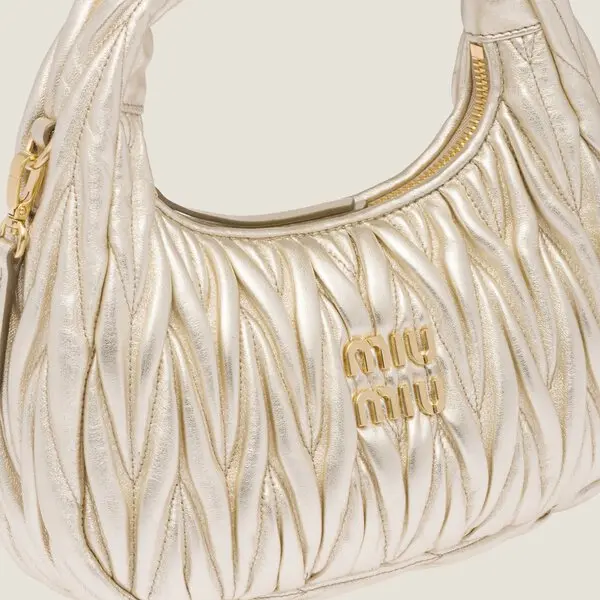 Miu Miu Miu Wander Matelassé Nappa Leather Mini Hobo Bag