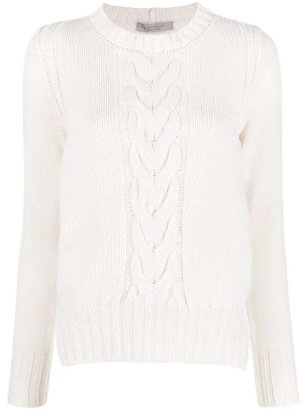 D.exterior Cable-knit Crew-neck Sweater