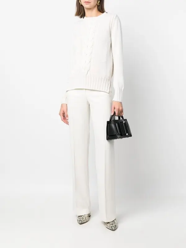 D.exterior Cable-knit Crew-neck Sweater