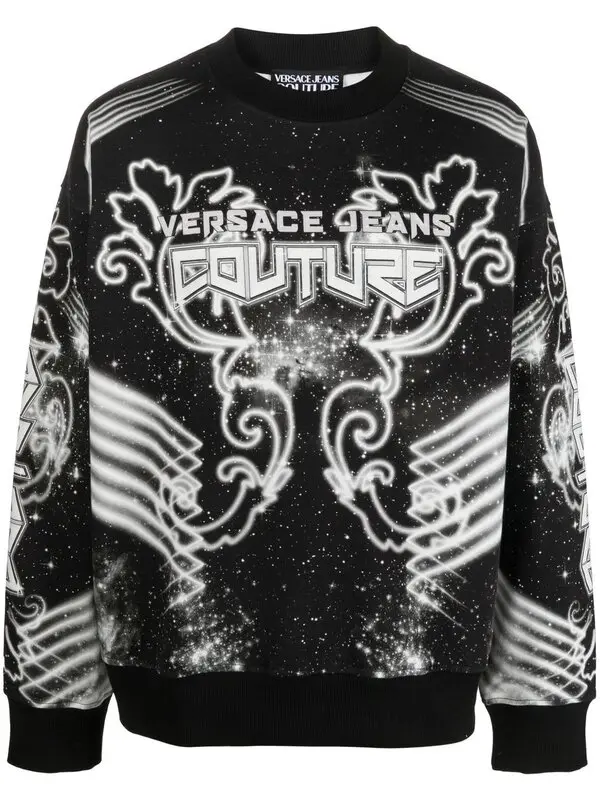 Versace Space Print Crewneck Sweatshirt