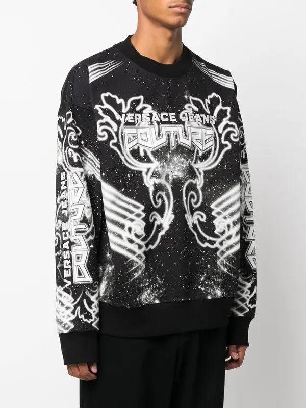 Versace Space Print Crewneck Sweatshirt