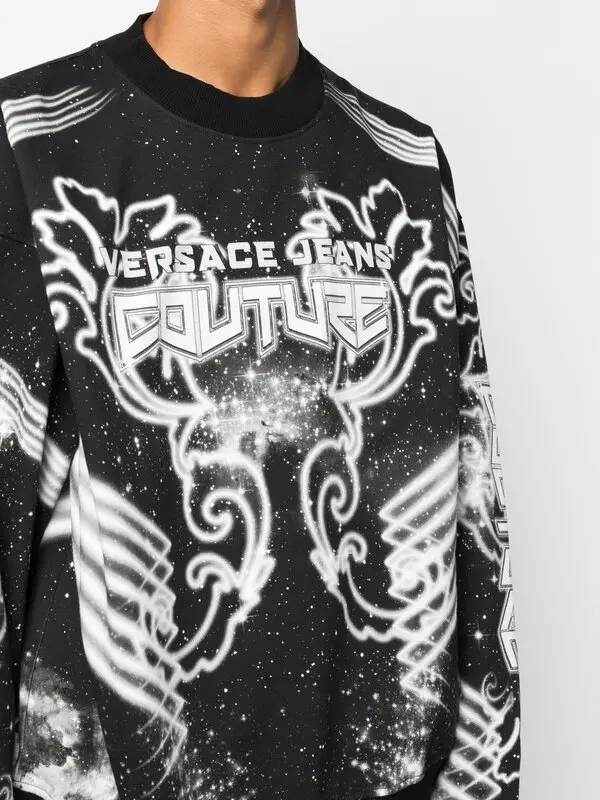 Versace Space Print Crewneck Sweatshirt