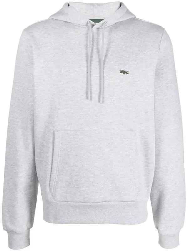 Lacoste Logo-patch Fleece Hoodie - Grey