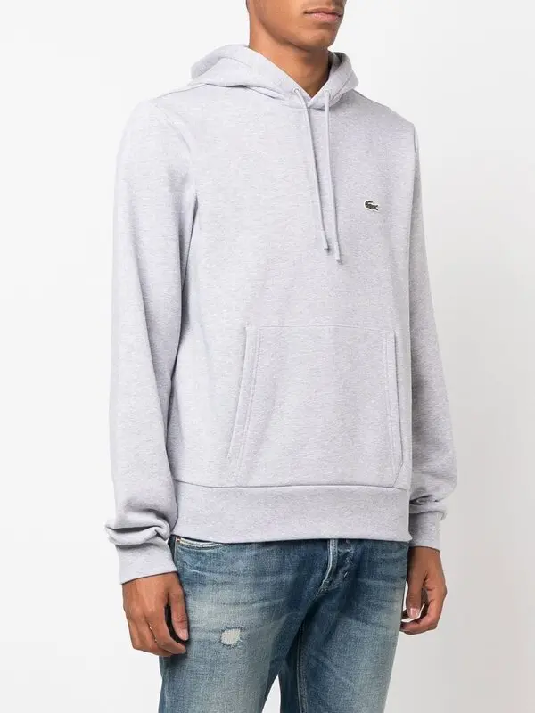 Lacoste Logo-patch Fleece Hoodie - Grey