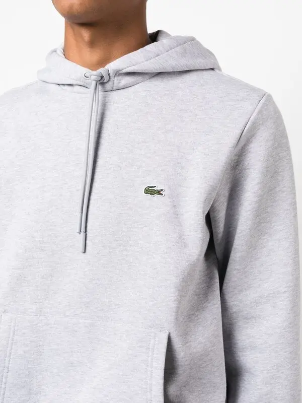 Lacoste Logo-patch Fleece Hoodie - Grey