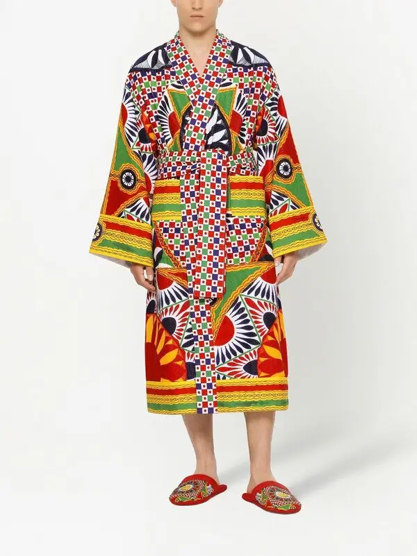 Dolce & Gabbana Terry Cotton Bath Robe - Yellow