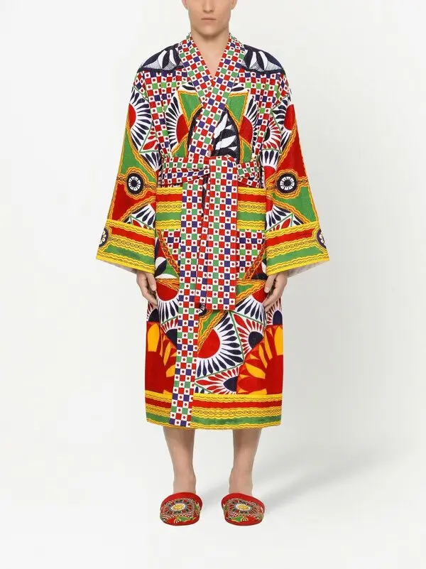 Dolce & Gabbana Terry Cotton Bath Robe - Yellow