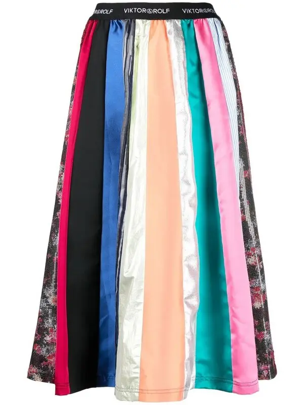 Viktor & Rolf Patchwork A-line Midi Skirt