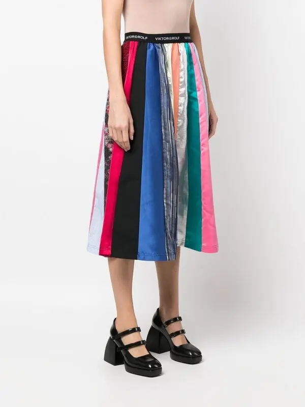 Viktor & Rolf Patchwork A-line Midi Skirt