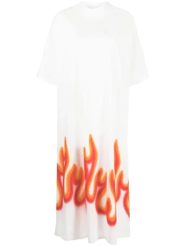 Palm Angels Logo-print T-shirt Dress - White