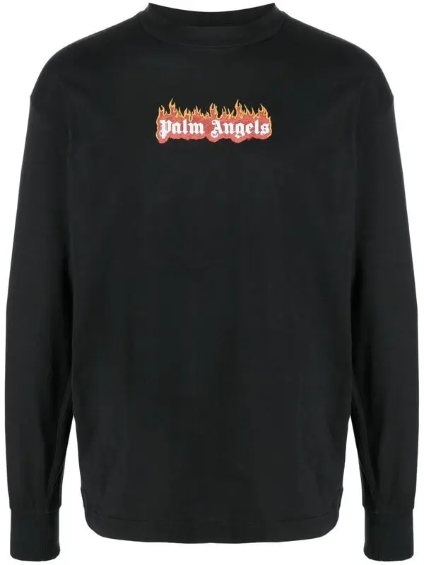 Palm Angels Burning Logo-print Long-sleeve T-shirt