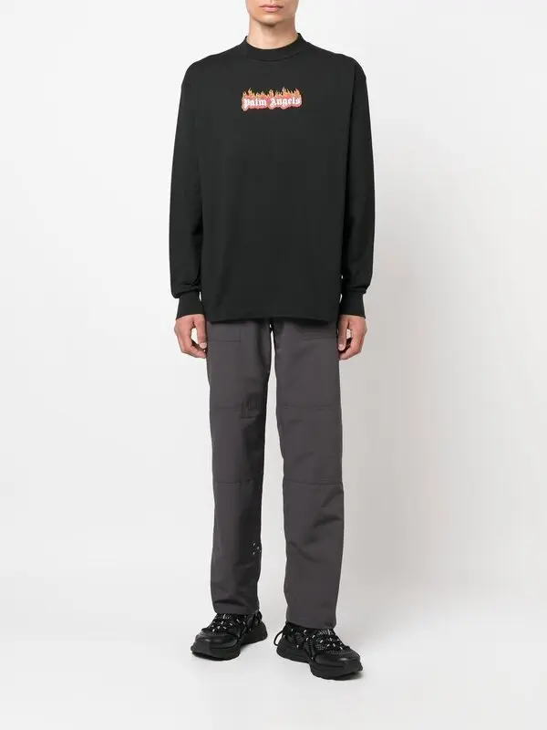 Palm Angels Burning Logo-print Long-sleeve T-shirt