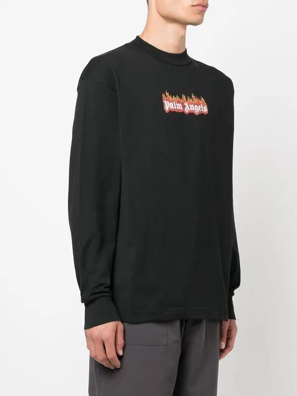 Palm Angels Burning Logo-print Long-sleeve T-shirt