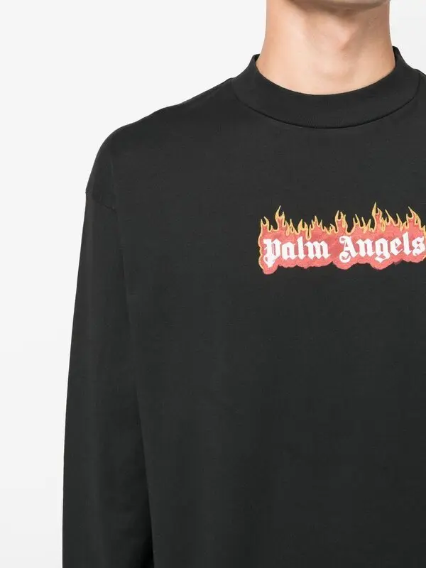Palm Angels Burning Logo-print Long-sleeve T-shirt