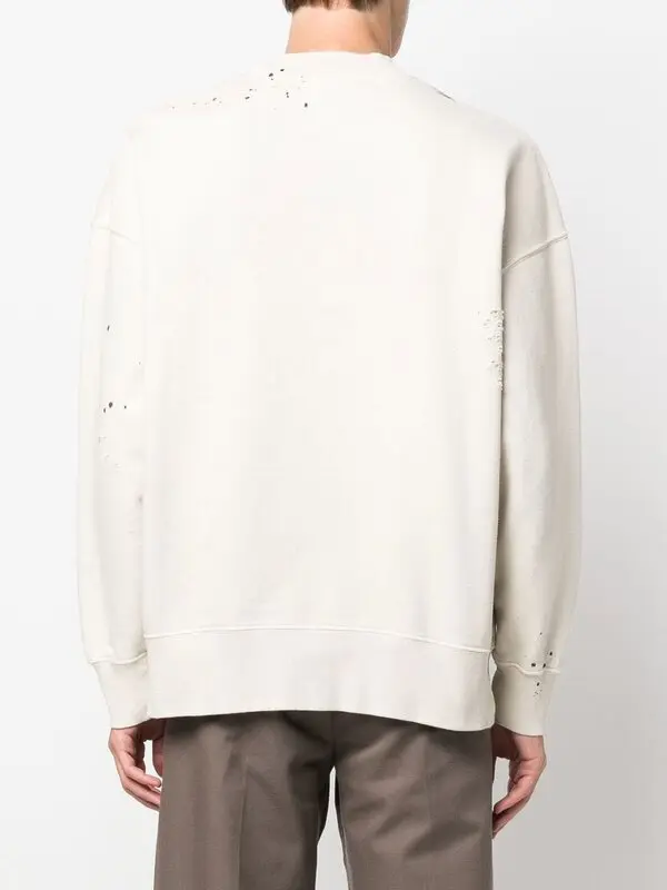 Palm Angels Logo Print Distressed Sweatshirt