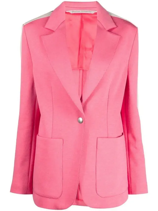 Palm Angels Single-breasted Blazer With Stripe Trim - Pink