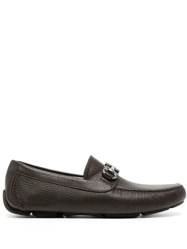 FERRAGAMO Gancini Horsebit Driver Loafers - Brown
