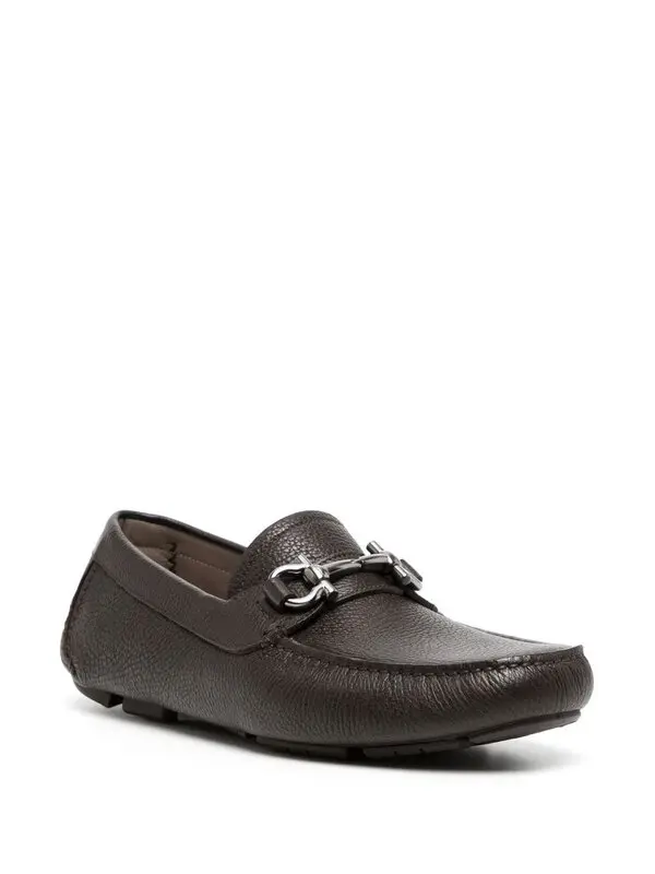 FERRAGAMO Gancini Horsebit Driver Loafers - Brown