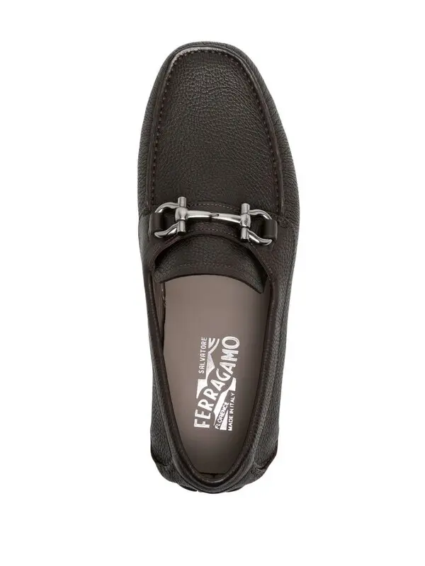 FERRAGAMO Gancini Horsebit Driver Loafers - Brown