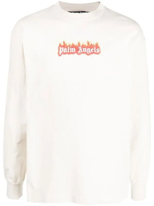 Palm Angels Logo-print Crew Neck Sweatshirt - White